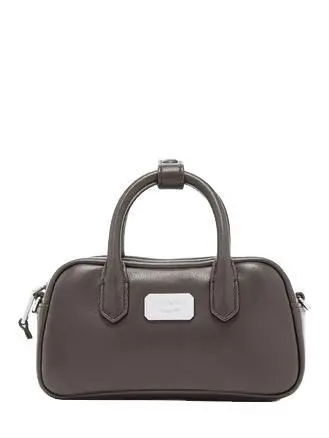 Emporio Armani Soft Leather Mini Bauletto Bag - Brown