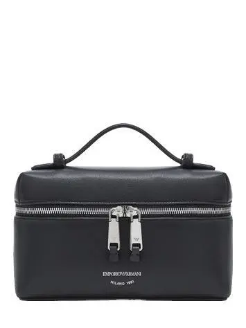 Emporio Armani Nappa Leather Vanity Shoulder Bag - Black