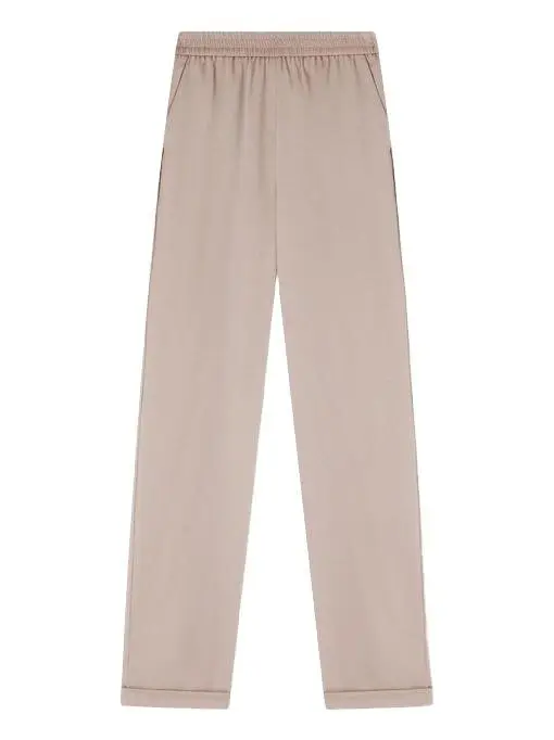 Emporio Armani Loose-fit Crepe Twill Trousers - Brown / Neutral