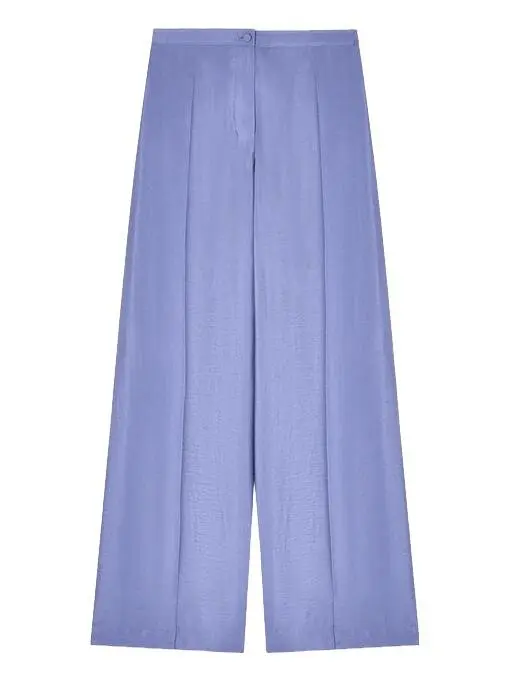 Emporio Armani Wide Leg Techno Rayon Trousers - Purple