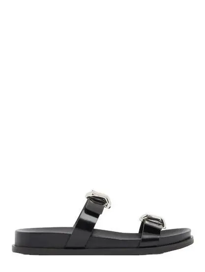 Emporio Armani Polished Leather Sandals - Black