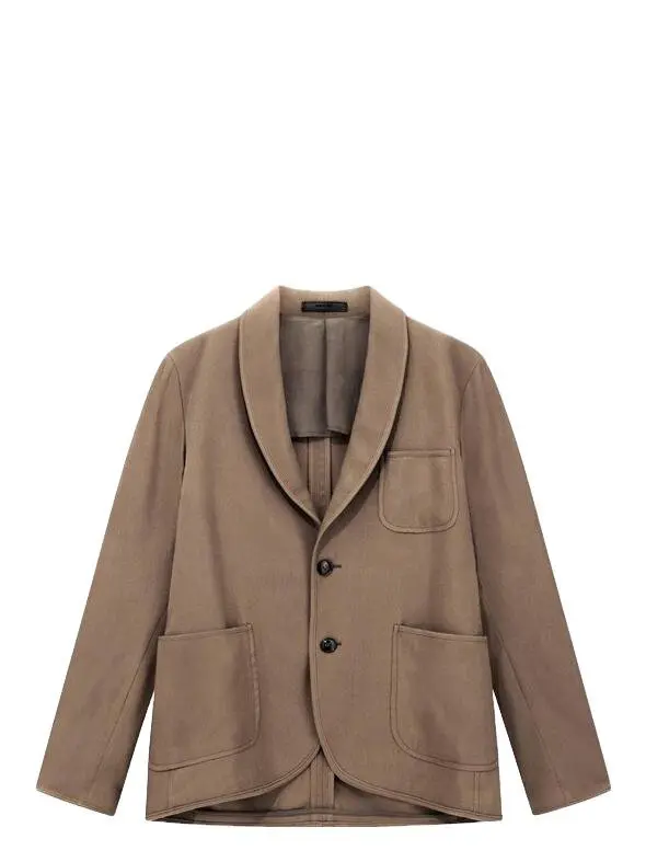 Giorgio Armani Asv Single-breasted Jacket In Cupro Basketweave - Natural