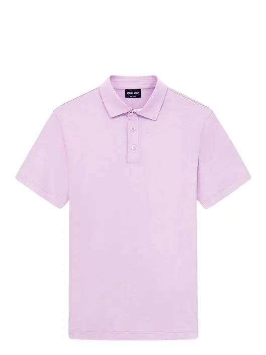 Giorgio Armani Silk And Cotton-mélange Jersey Polo Shirt - Pink