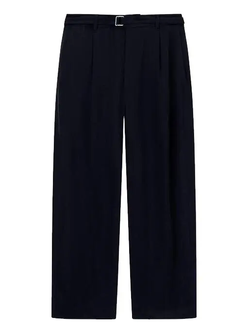 Giorgio Armani Cupro Basketweave Single-pleat Trousers - Black
