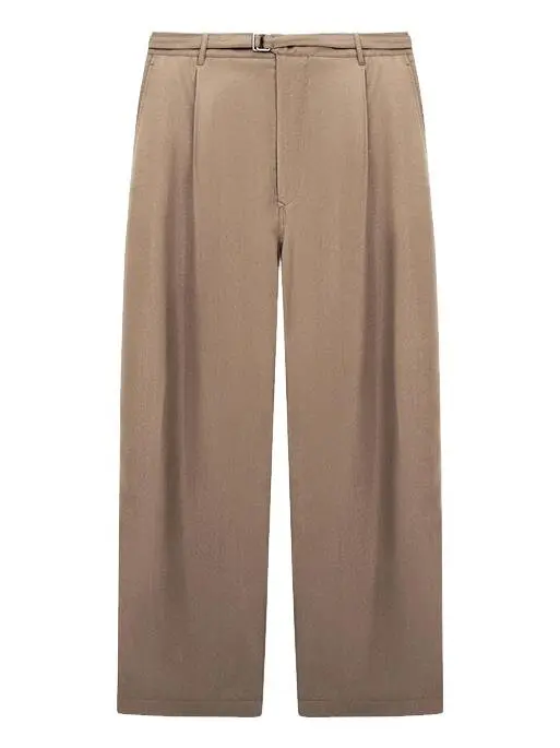 Giorgio Armani Cupro Basketweave Single-pleat Trousers - Natural