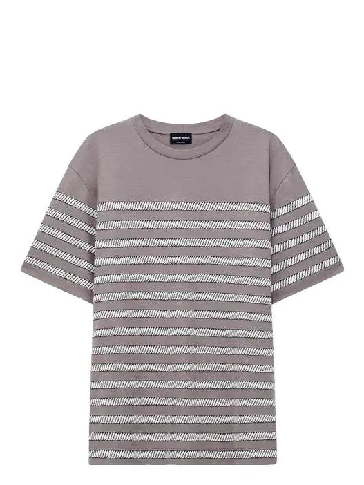 Giorgio Armani Crew-neck T-shirt With Fil Coupé Weave - Stripe