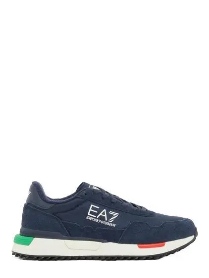 EA7 Sneakers With Fabric And Leather Details - Blue