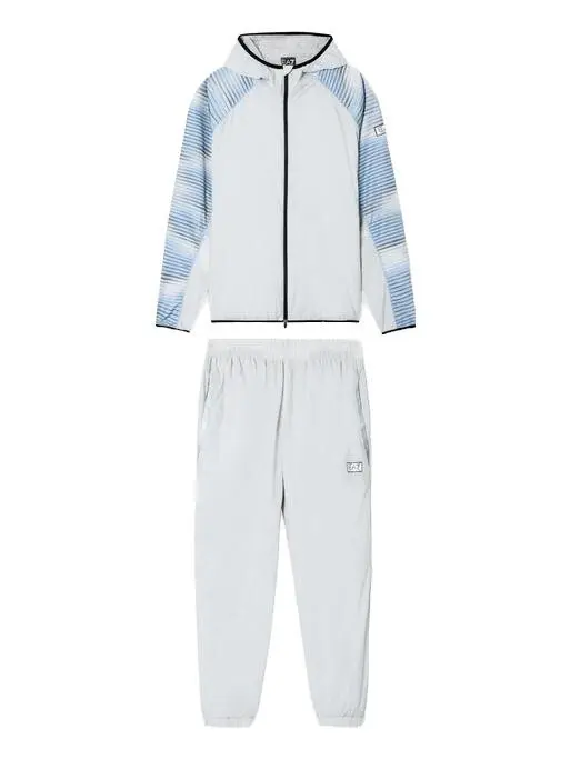 Emporio Armani Dynamic Athlete Tracksuit In Ventus7 Technical Fabric With Print - White