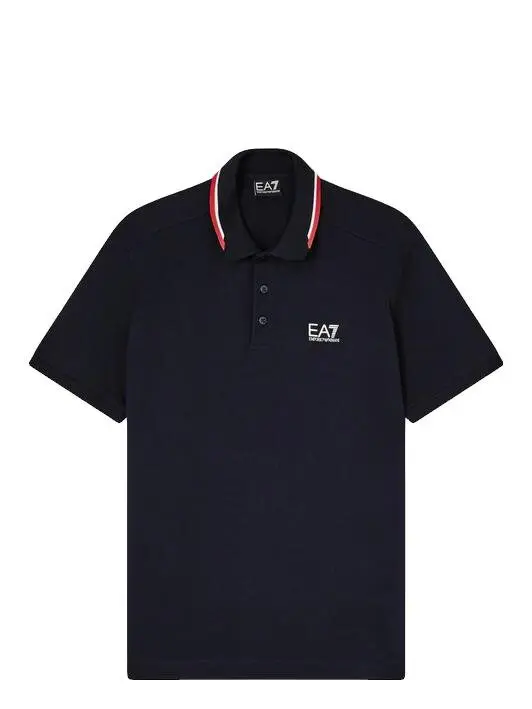 Emporio Armani Summer Block Stretch Cotton Polo Shirt - Navy