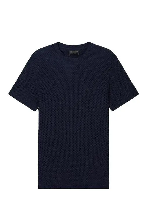Emporio Armani Embossed Bi-elastic Jersey T-shirt - Navy