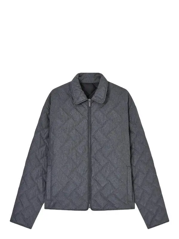 Emporio Armani Quilted Nylon Blouson With Check Print - Natural