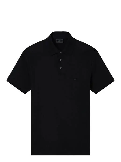 Emporio Armani Regular-fit Polo Shirt In Piqu - Black