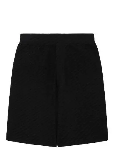 Emporio Armani Knitted Bermuda Shorts With Embossed Patterned Stitch - Black