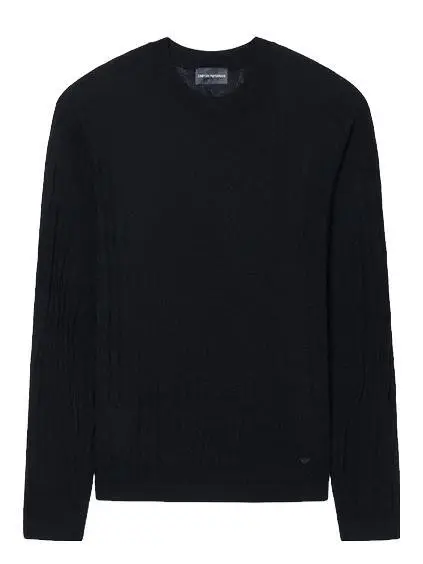Emporio Armani Textured Virgin Wool Jumper - Black