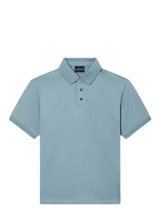 Emporio Armani Us Exclusive Jacquard Jersey Polo Shirt - Blue