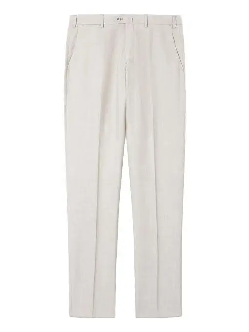 Emporio Armani Tropical Light Wool Canvas Trousers - Natural