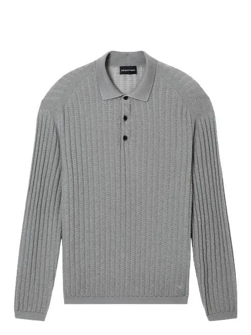 Emporio Armani Lyocell, Virgin Wool, And Silk Sweater - Natural