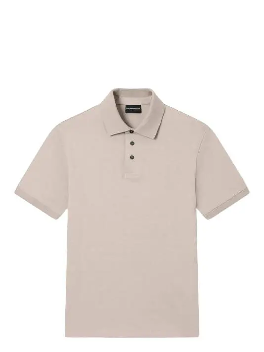 Emporio Armani Slim-fit Polo Shirt In All-over Micro Eagle Jacquard Jersey - Natural