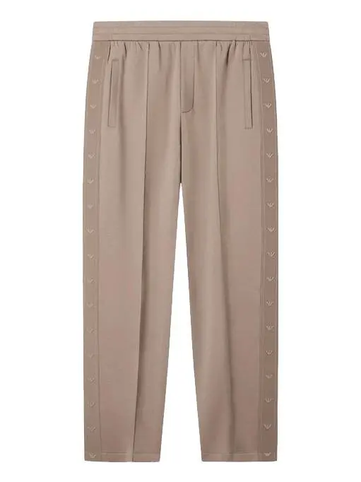 Emporio Armani Double Jersey Trousers With Micro Eagle Band - Natural