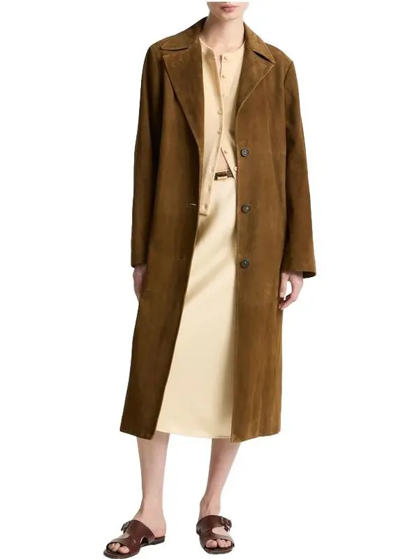 Vince Suede Long Coat - Natural