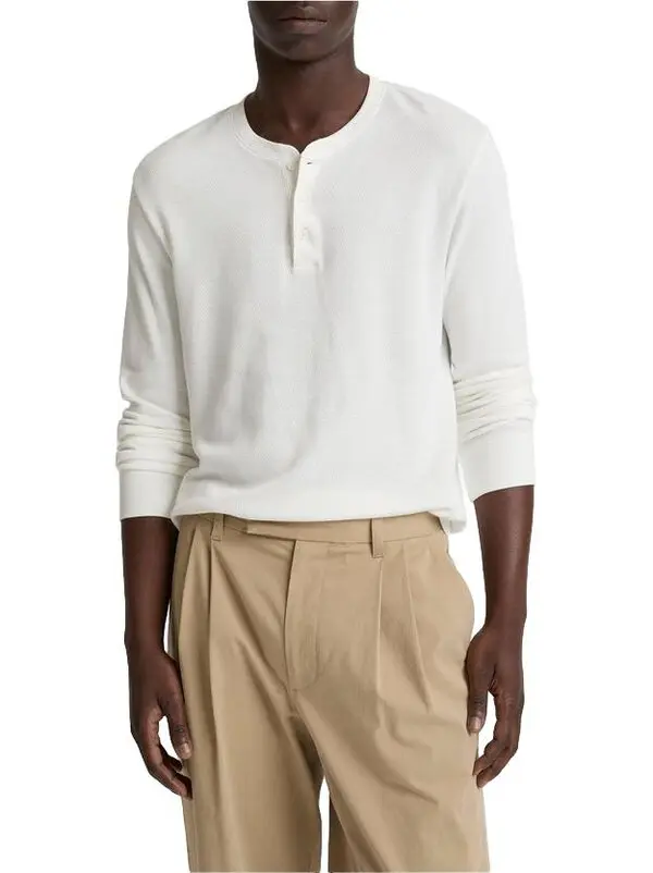Vince Jacquard-rib Cotton Henley - White
