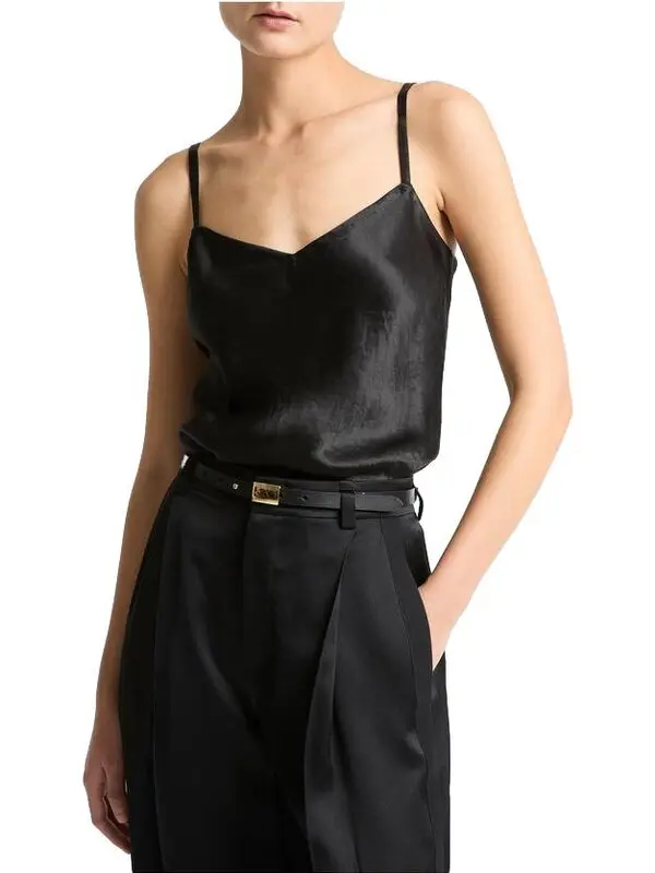 Vince Satin V-neck Camisole - Black