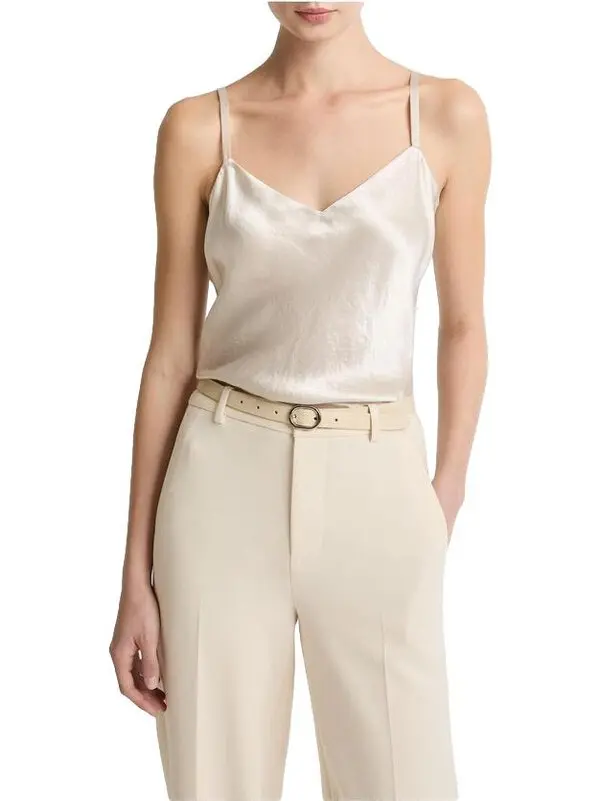 Vince Satin V-neck Camisole - White