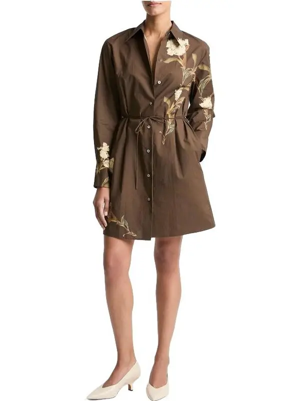 Vince Placed Iris Cotton Shirt Dress - Natural
