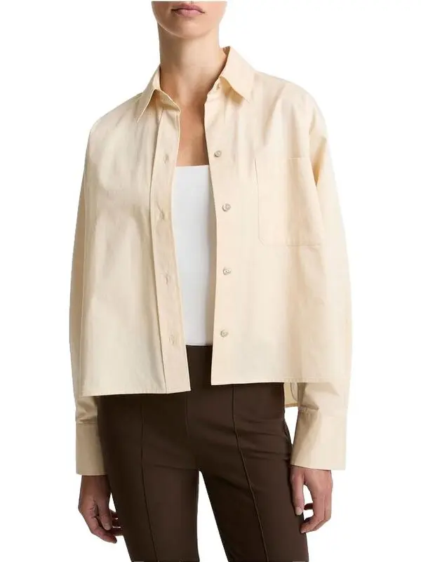 Vince Cotton Cropped Button-front Shirt - Neutral / White