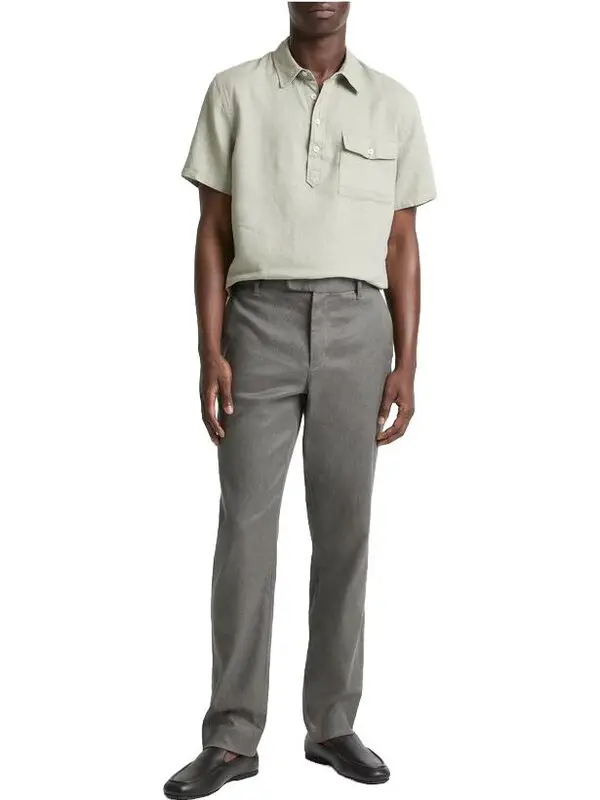 Vince Owen Athletic Linen-cotton Extended-tab Pant - Gray