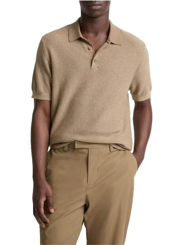 Vince Geo-jacquard Wool-blend Polo Sweater - Natural
