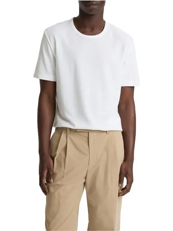 Vince Pima Cotton Piqué Crew Neck T-shirt - White