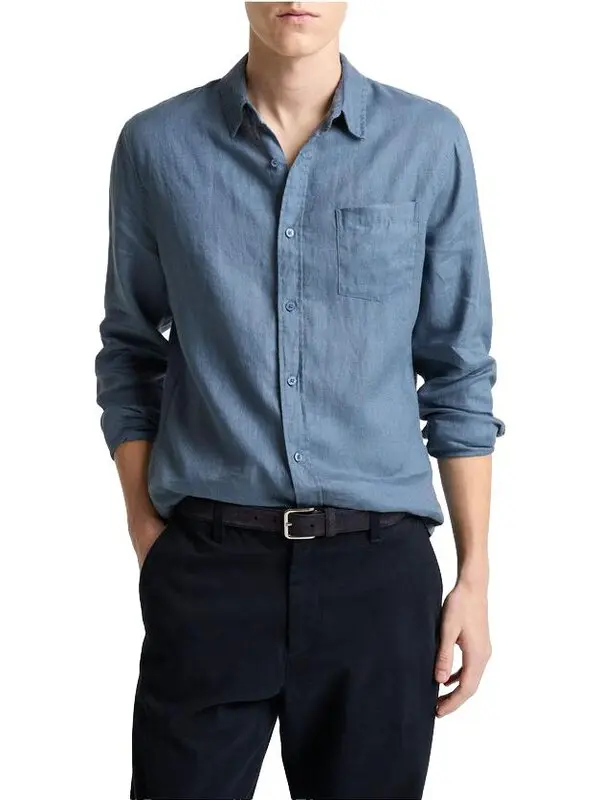 Vince Linen Long-sleeve Shirt - Blue