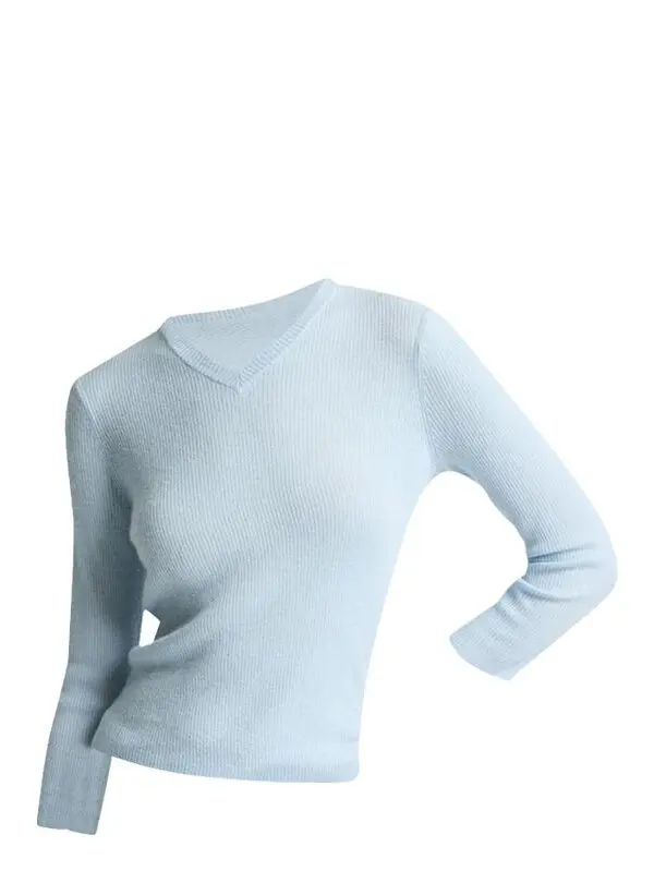Vince Cashmere-silk High V-neck Sweater - Blue