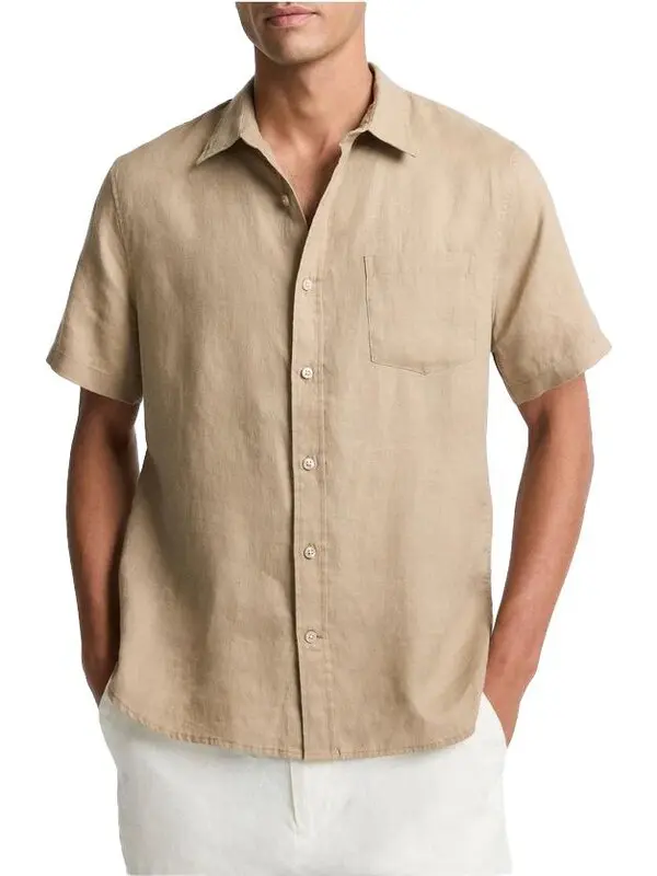 Vince Linen Short-sleeve Shirt - Natural