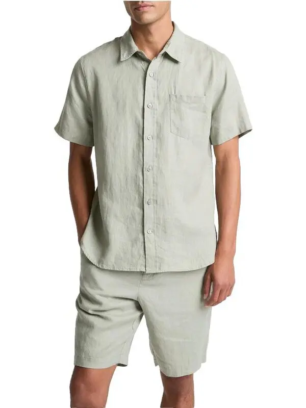 Vince Linen Short-sleeve Shirt - Yellow