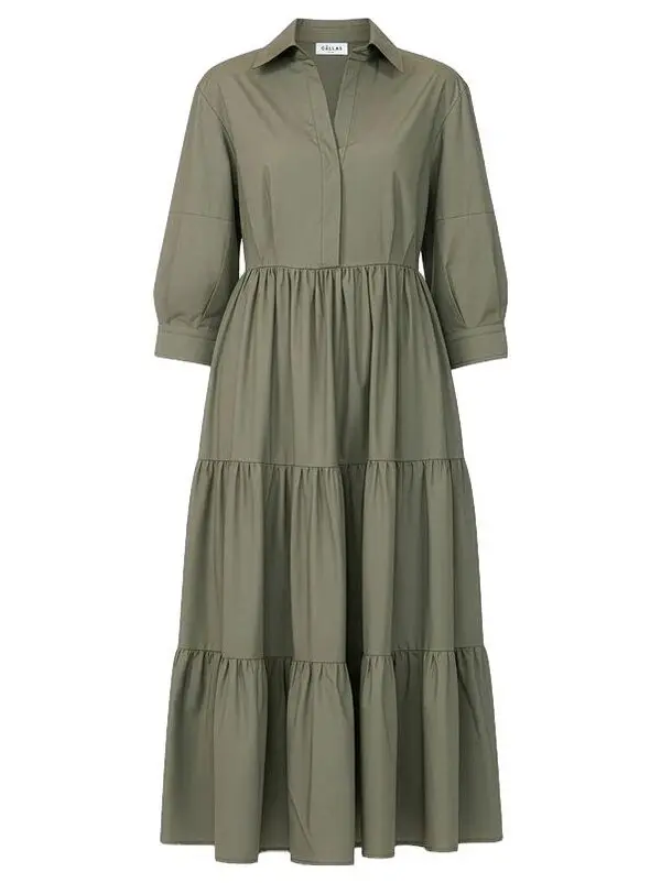 CALLAS MILANO Marseille Tiered Shirt Dress - Green