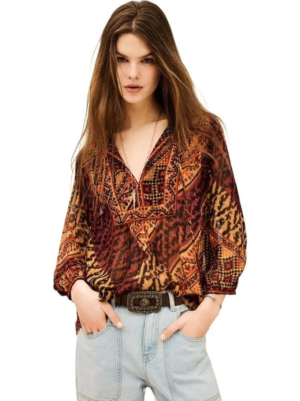 Ba&sh Odetta Patterned Blouse - Red