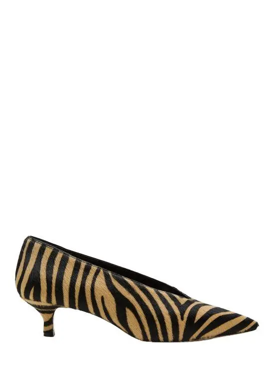 Le Monde Beryl Babouche Kitten Heel In Zebra Calf Hair - Natural