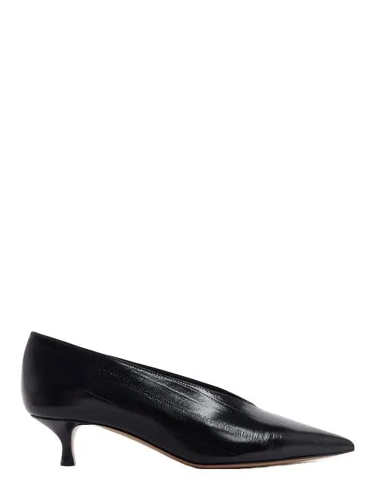 Le Monde Beryl Babouche Kitten Heel In Leather Eel Effect - Black