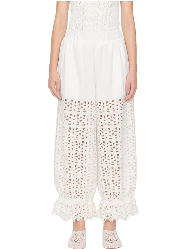 Sea Leila Eyelet Pants - White