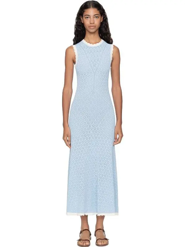 Sea Georgia Pointelle Knit Midi Dress - Blue