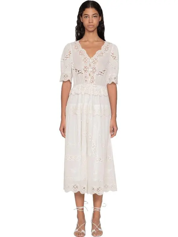 Sea Sofia Embroidered Midi Dress - White