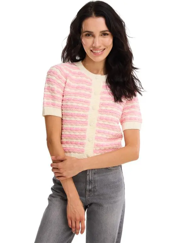 Allison Short Sleeve Adelle Cardigan - Pink