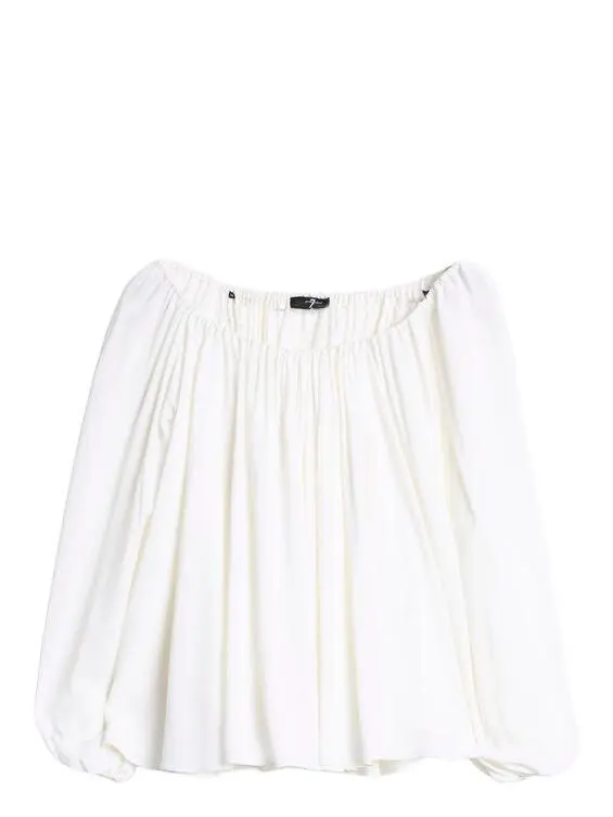 7 For All Mankind Off-shoulder Silk Blouse - White