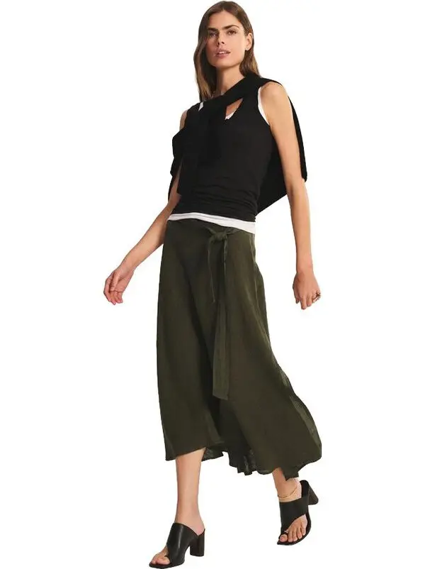 Velvet By Graham & Spencer Malina Linen Skirt - Natural