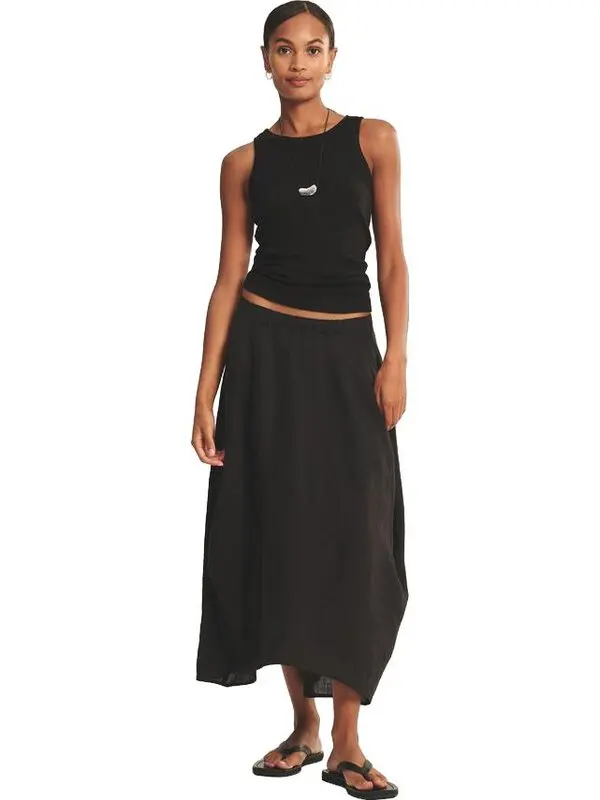 Velvet By Graham & Spencer Fae Linen A-line Skirt - Black