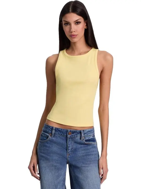 Alice + Olivia Allen Ribbed Tank Top - Yellow