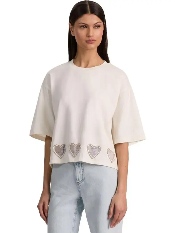 Alice + Olivia Evan Heart Cutout Tee - White