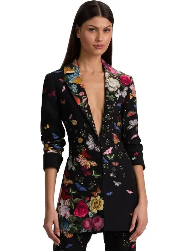 Alice + Olivia Printed Crepe Blazer - Black